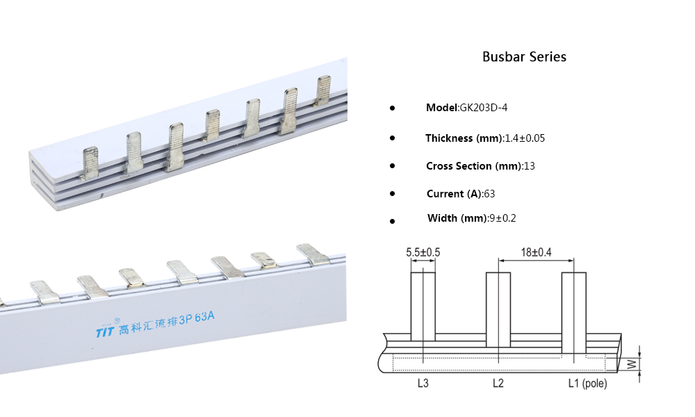 63A C45 3PIN TYPE Copper Busbar for Circuit breaker MCB Connector ...